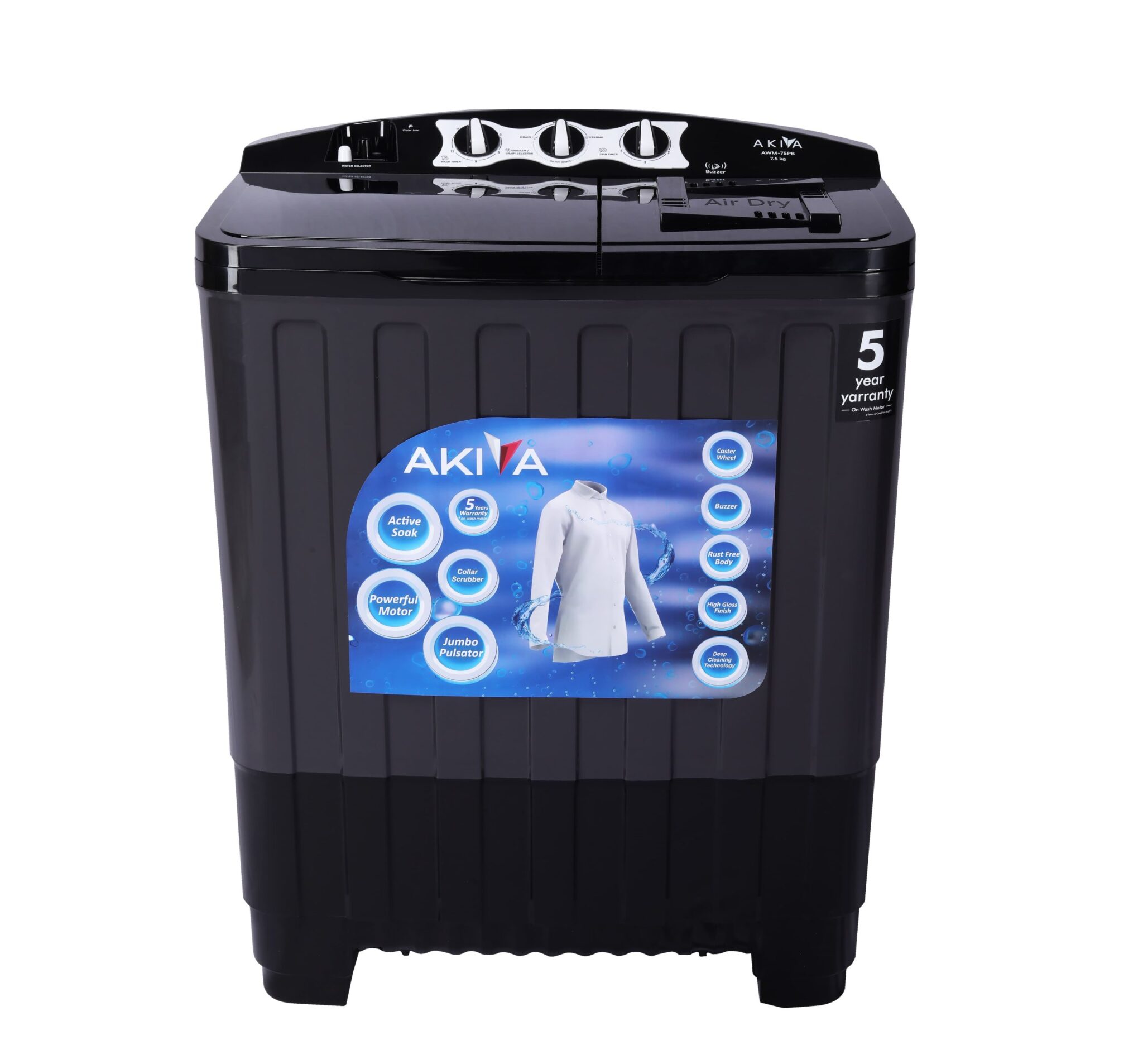 AKIVA AWM-95GGB 9.5 kg Semi-Automatic Full Toughened Glass Washing ...
